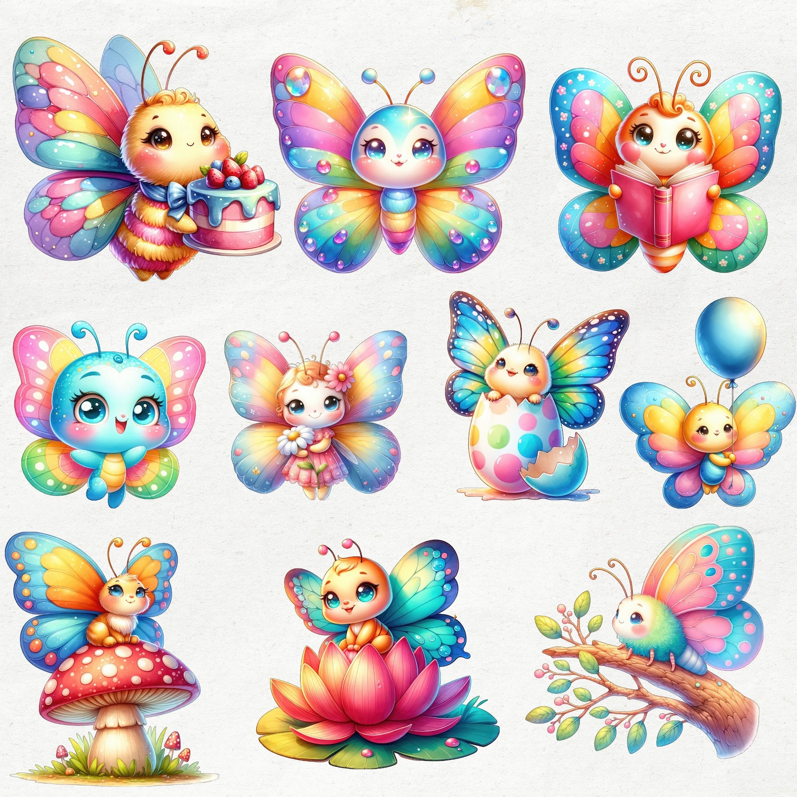 Watercolor Spring Butterfly Clipart, Cute Butterfly Clipart, Bug, Baby ...