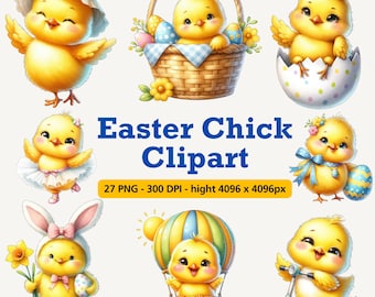 Easter Chick Clipart, Cute Chick Clipart, Spring Clipart, Easter Eggs ...
