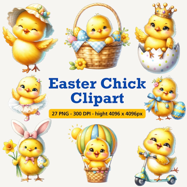 Easter Chick Clipart, Cute Chick Clipart, Spring Clipart, Easter Eggs ...