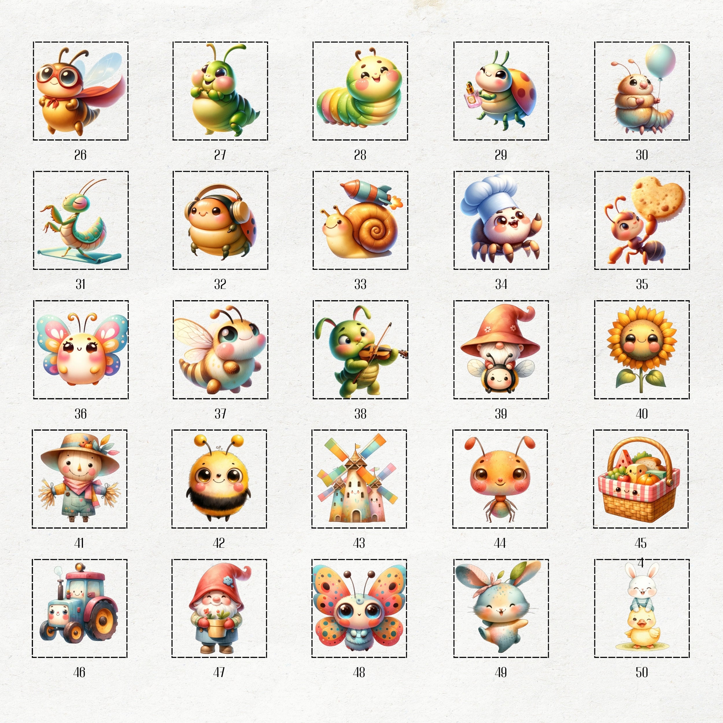 Cute Insects Spring Clipart, Cute Bugs Clipart, Garden Bugs Clipart ...