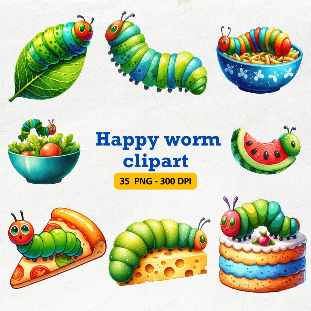 Happy Worm Clipart, Spring Insect, Hungry Caterpillar Png, Caterpillar ...