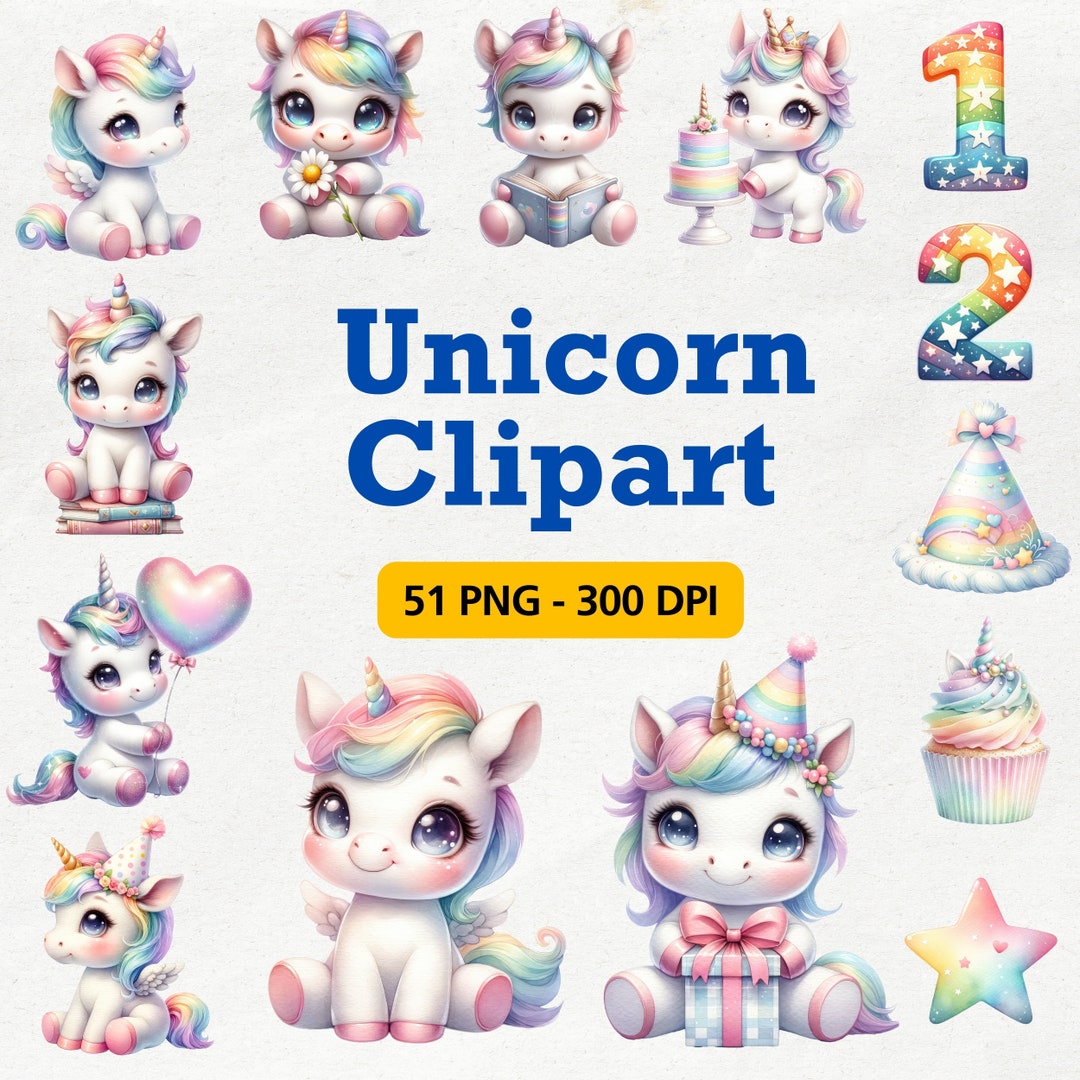 Unicorn Clipart, Cute Unicorn Clipart, Baby Unicorn Clipart, Unicorn ...