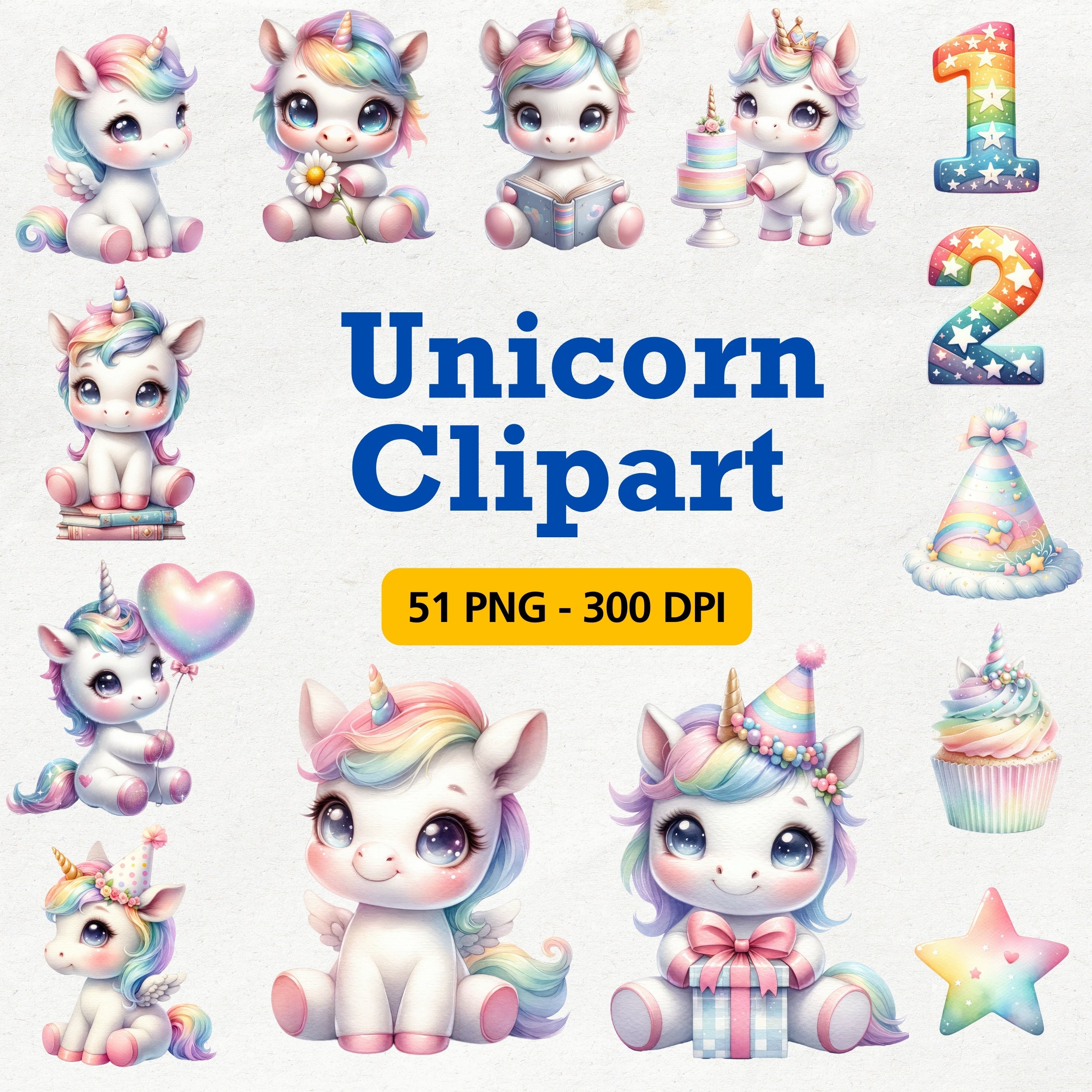 Unicorn Clipart, Cute Unicorn Clipart, Baby Unicorn Clipart, Unicorn ...