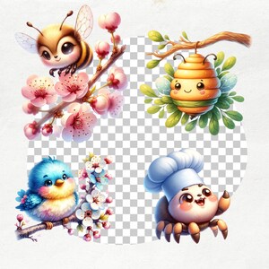Cute Spring Garden Bugs Clipart, Snail, Bee, Butterfly (300 DPI) - Etsy