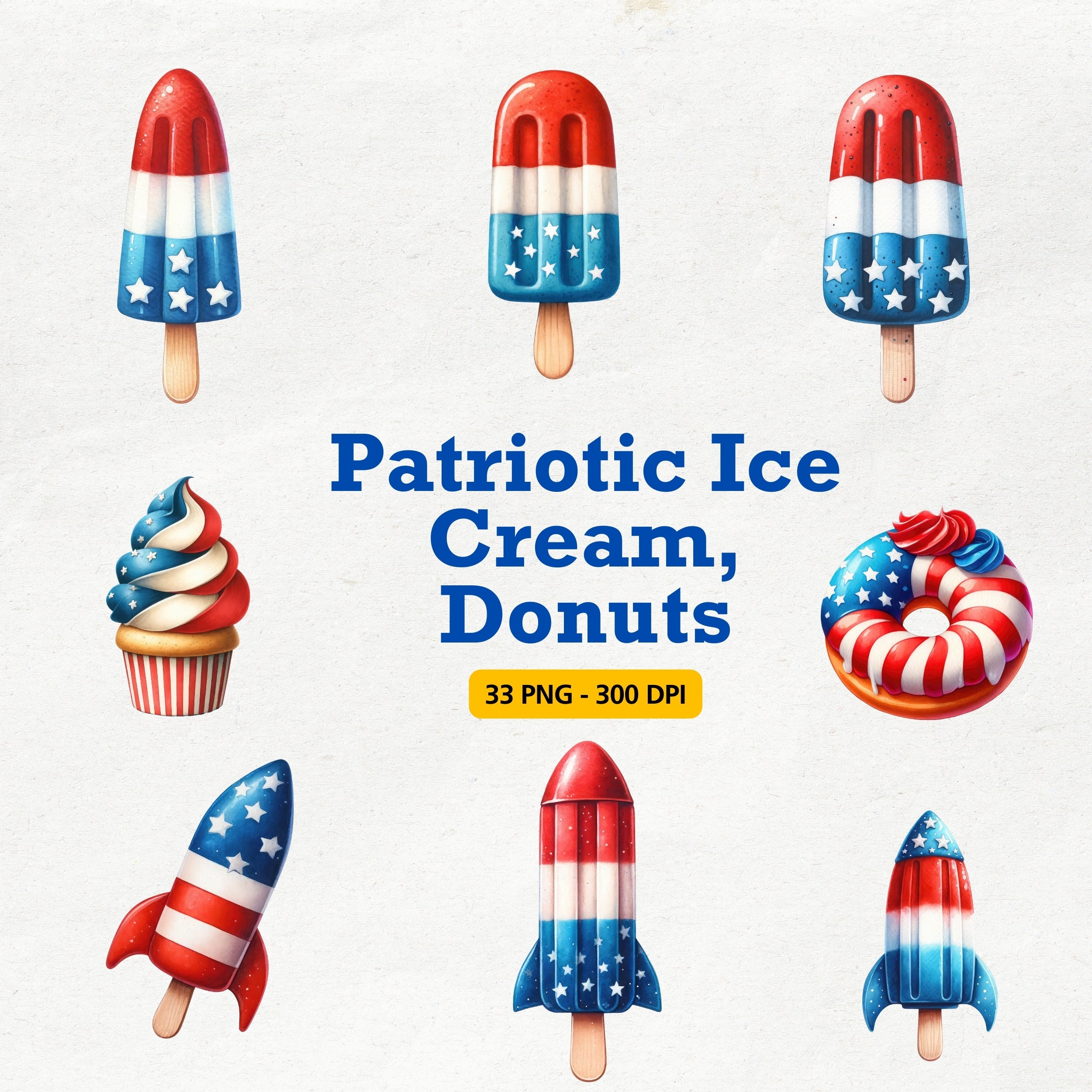 Watercolor Patriotic Ice Cream Png, 4th of July Ice Cream, USA Ice ...