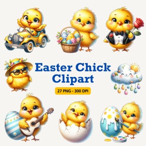 Easter Chick Clipart, Cute Spring PNG Images (commercial Use) - Etsy