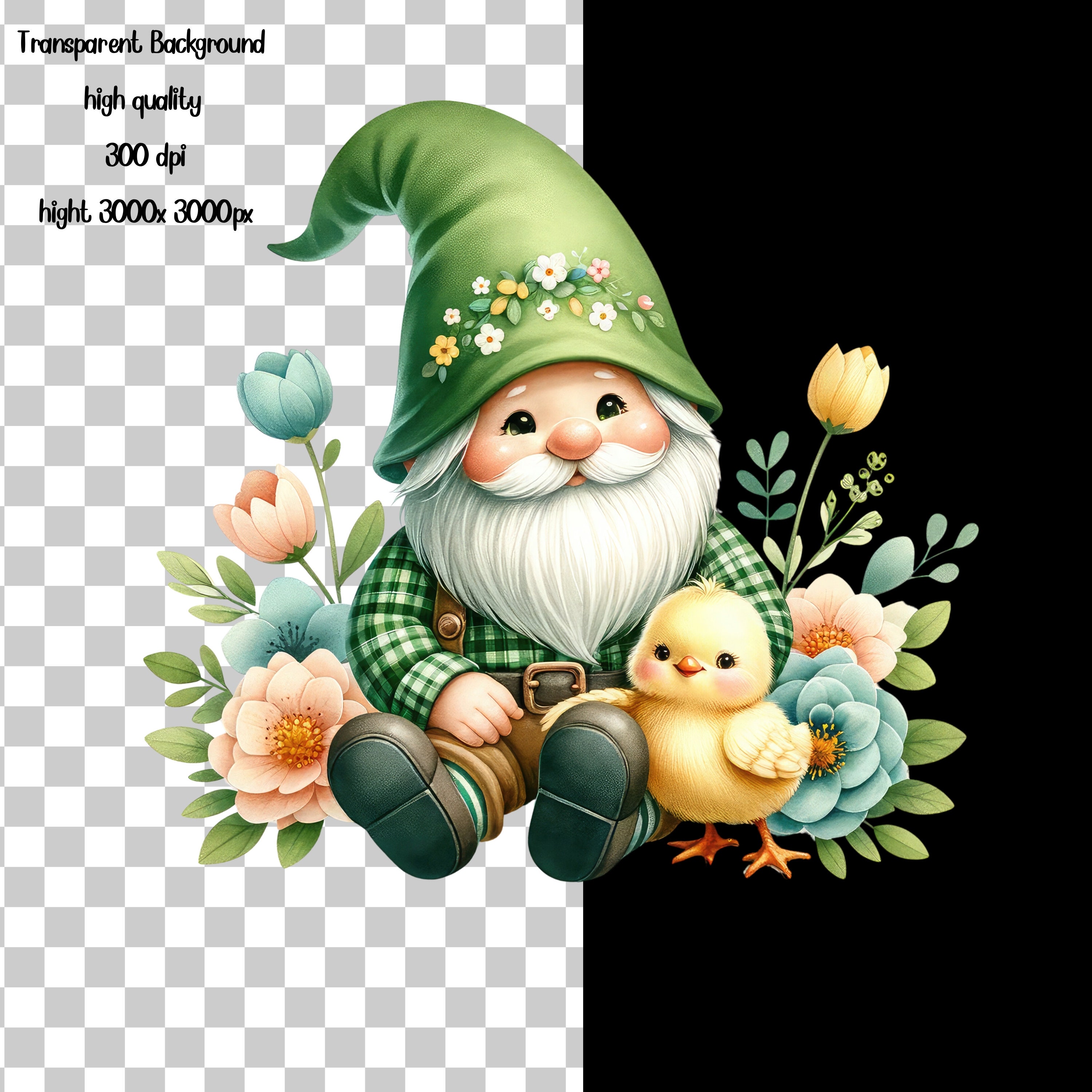 Watercolor Easter Gnome Clipart, Gardening Gnome Sublimation Download ...