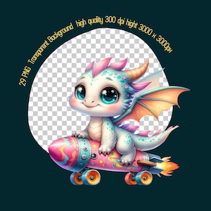 Cute Baby Dragon Clipart Bundle, Space Dragon Clipart, Cute Space ...