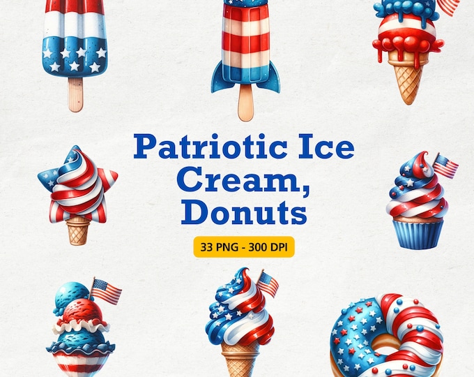 Watercolor Patriotic Ice Cream Png,4th of July Ice Cream ,USA Ice-cream ...