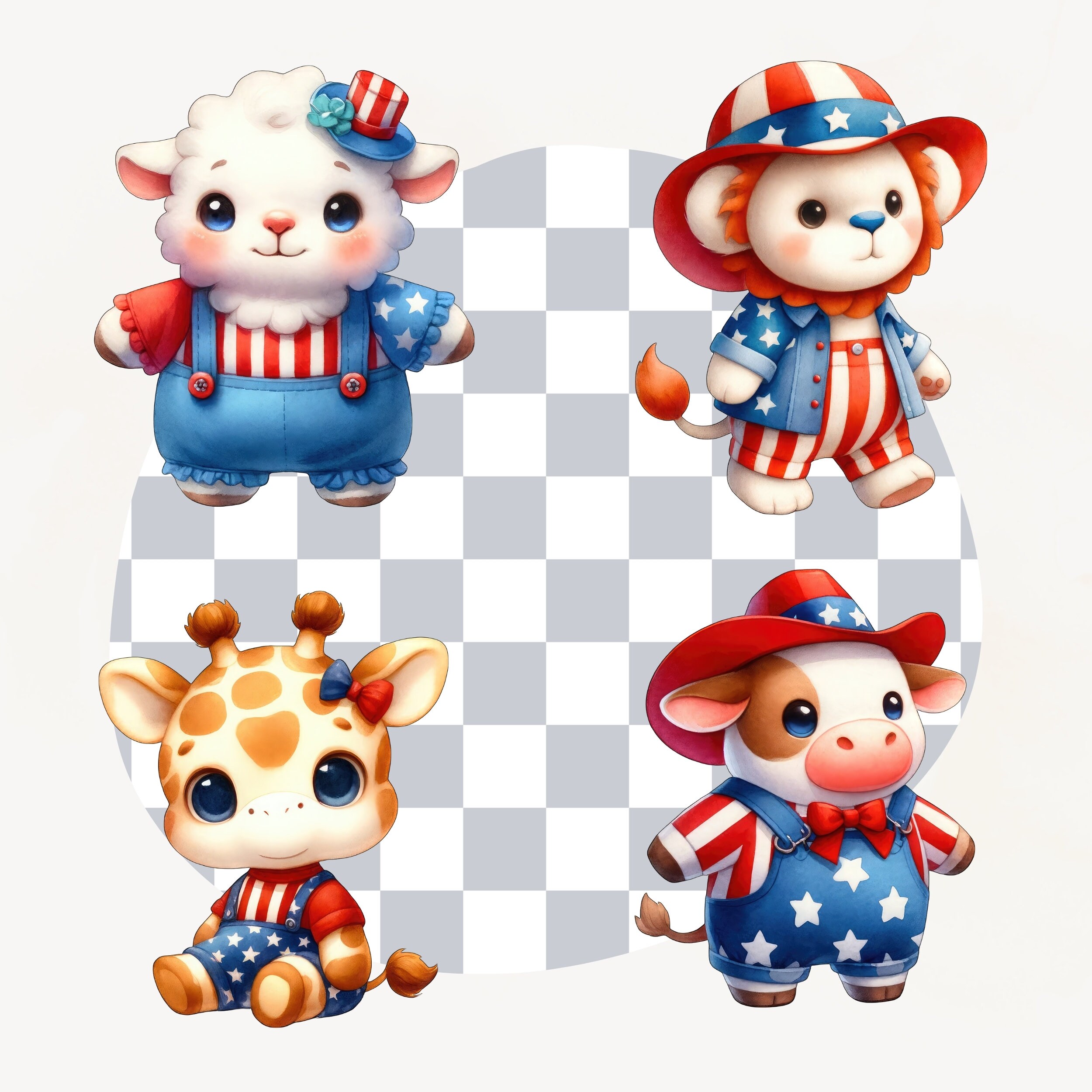 Patriotic Animals, 4th of July Animals Clipart Bundle, Memorial Day ...