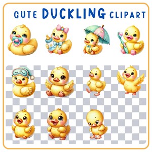 Cute Duckling Clipart, Watercolor Cute Ducks Clipart, Spring Clipart ...
