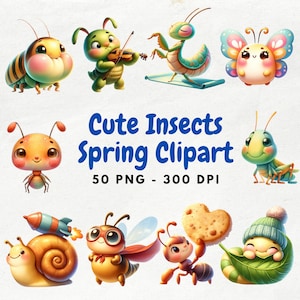 Cute Insects Spring Clipart, Cute Bugs Clipart, Garden Bugs Clipart ...