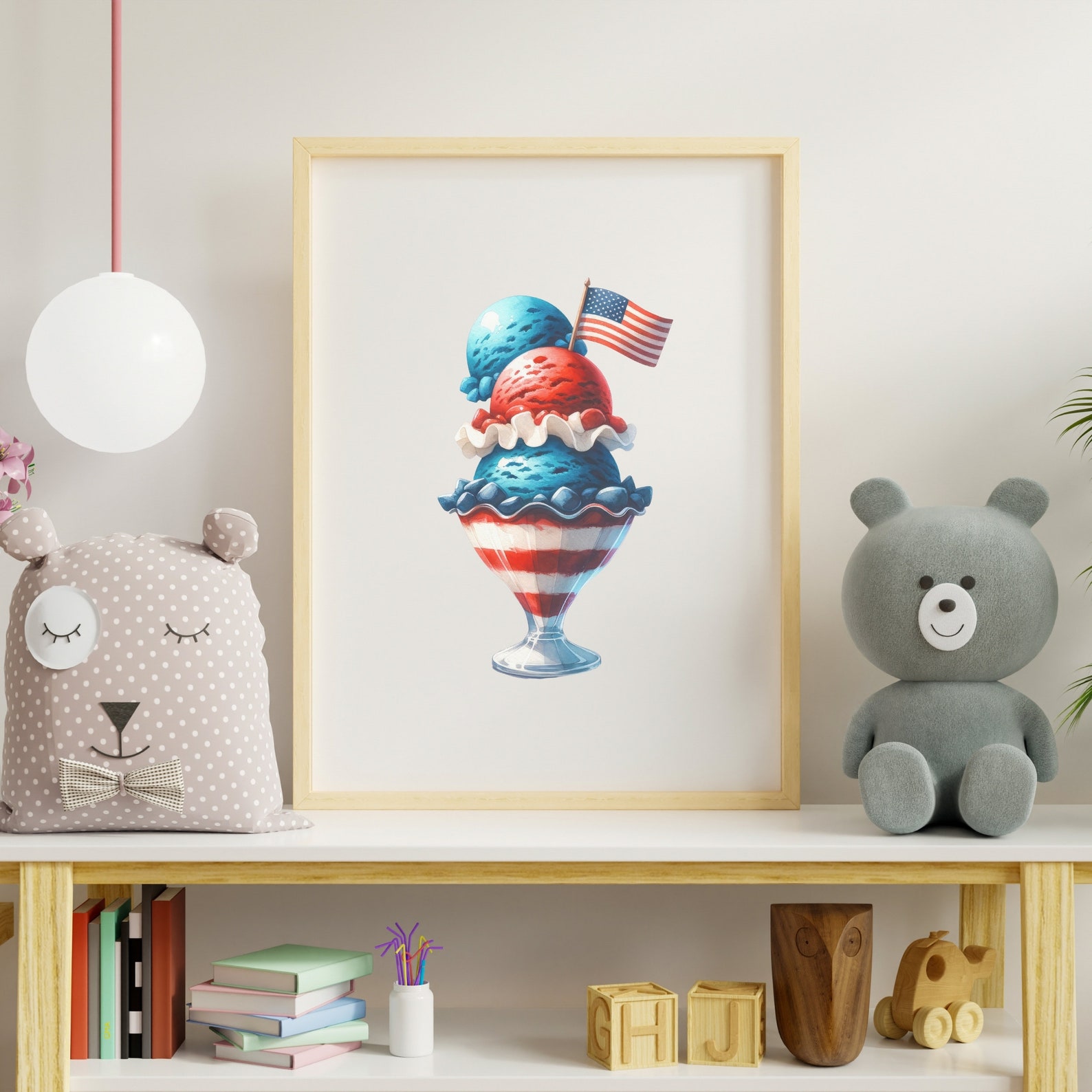 Watercolor Patriotic Ice Cream Png, 4th of July Ice Cream, USA Ice ...