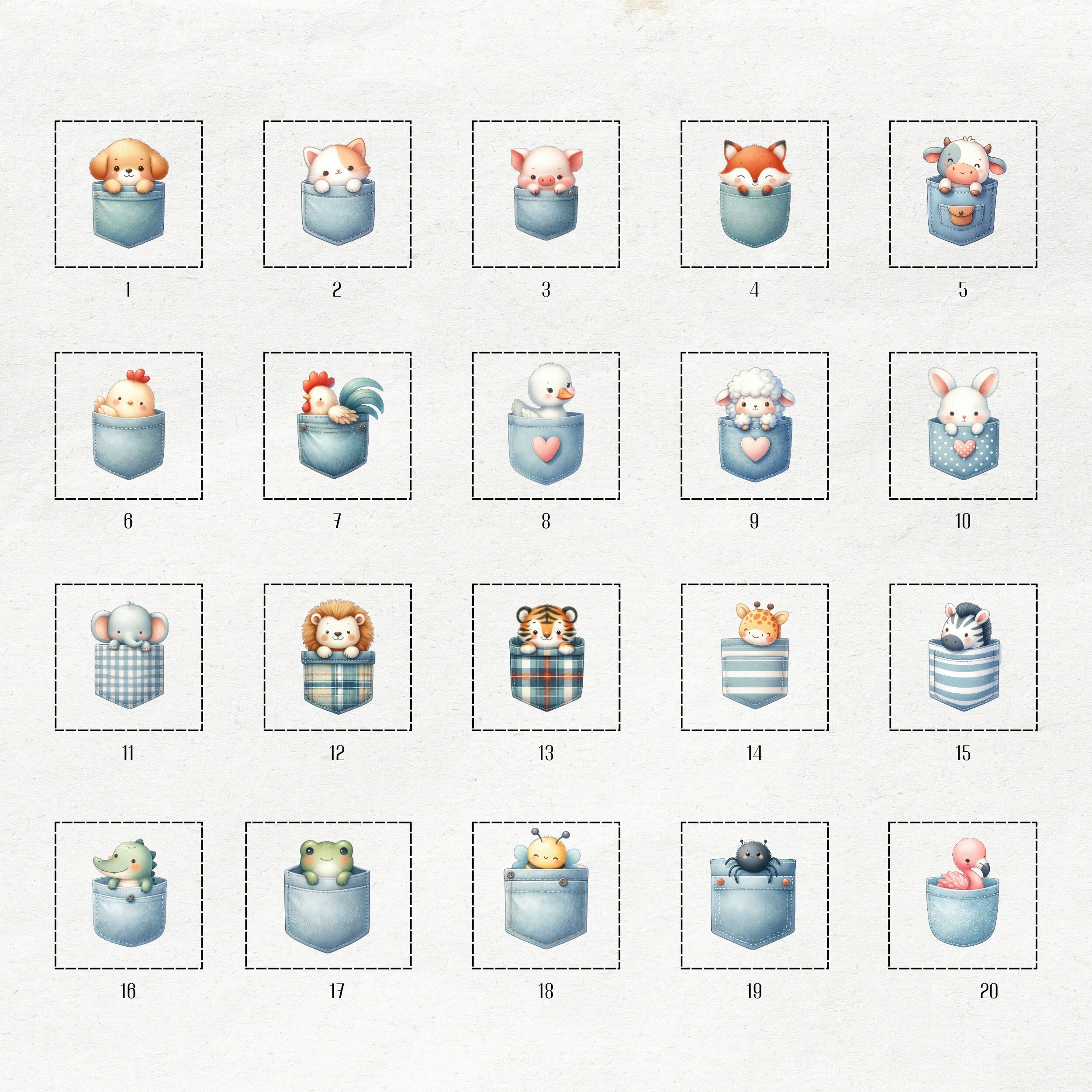 Animals in Pocket Clipart, Pocket Animal Farm, Cute Baby Animals, Funny ...