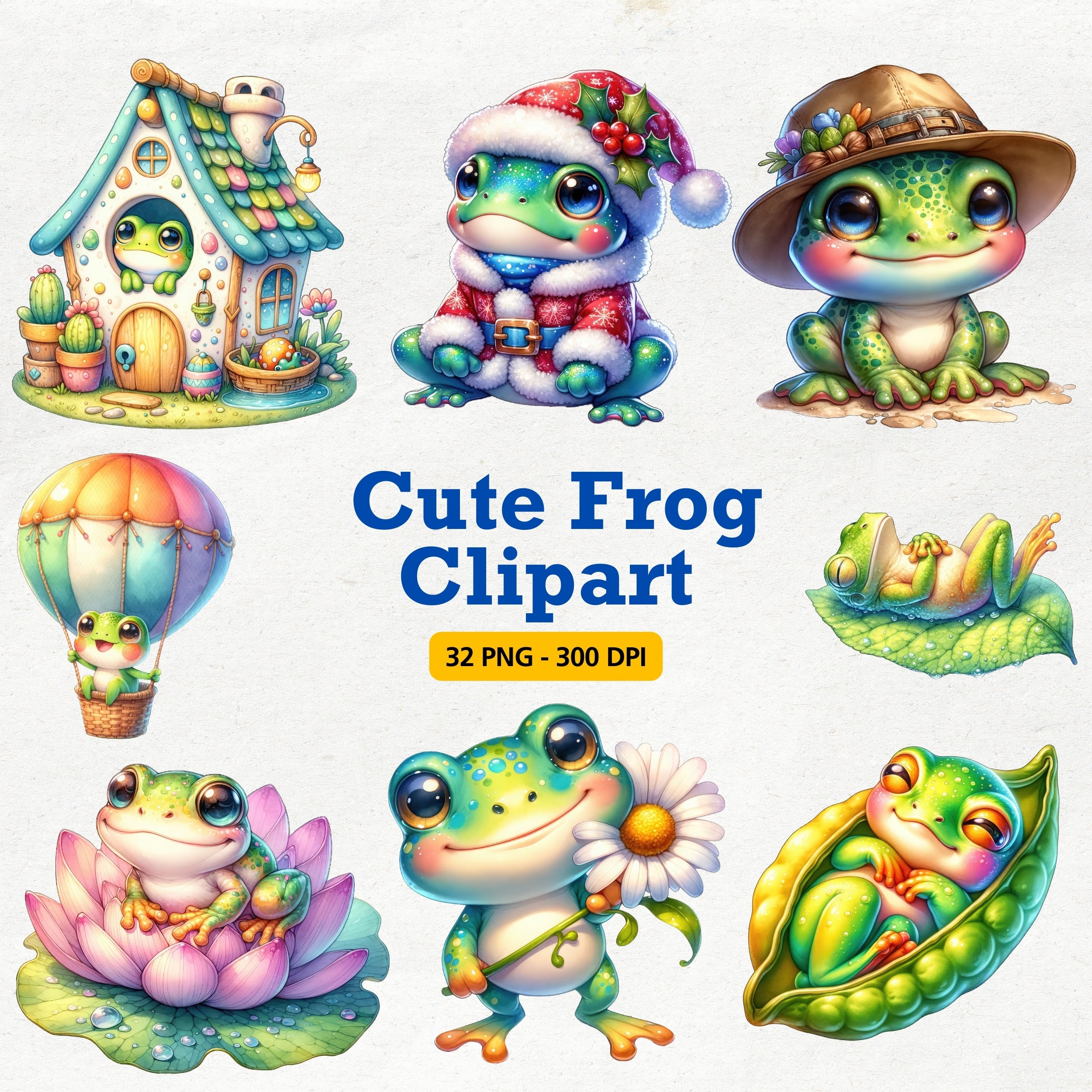Cute Frog Clipart, Green Frogs Nursery Summer Birthday, Kids Baby ...