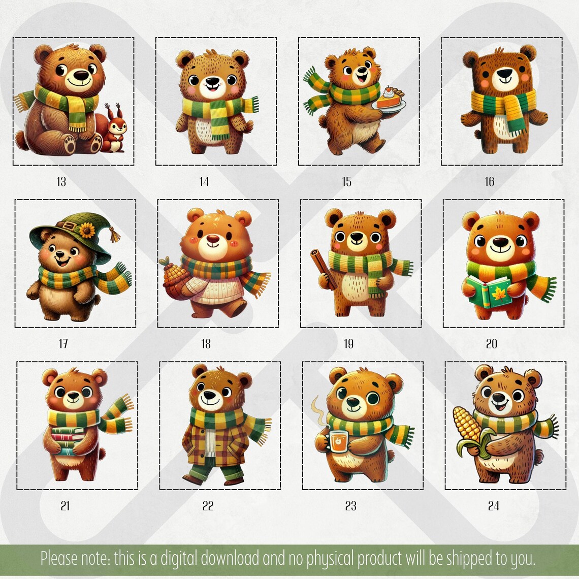 Autumn Bear Clipart: Teddy Bear PNG, Fall Thanksgiving (digital ...