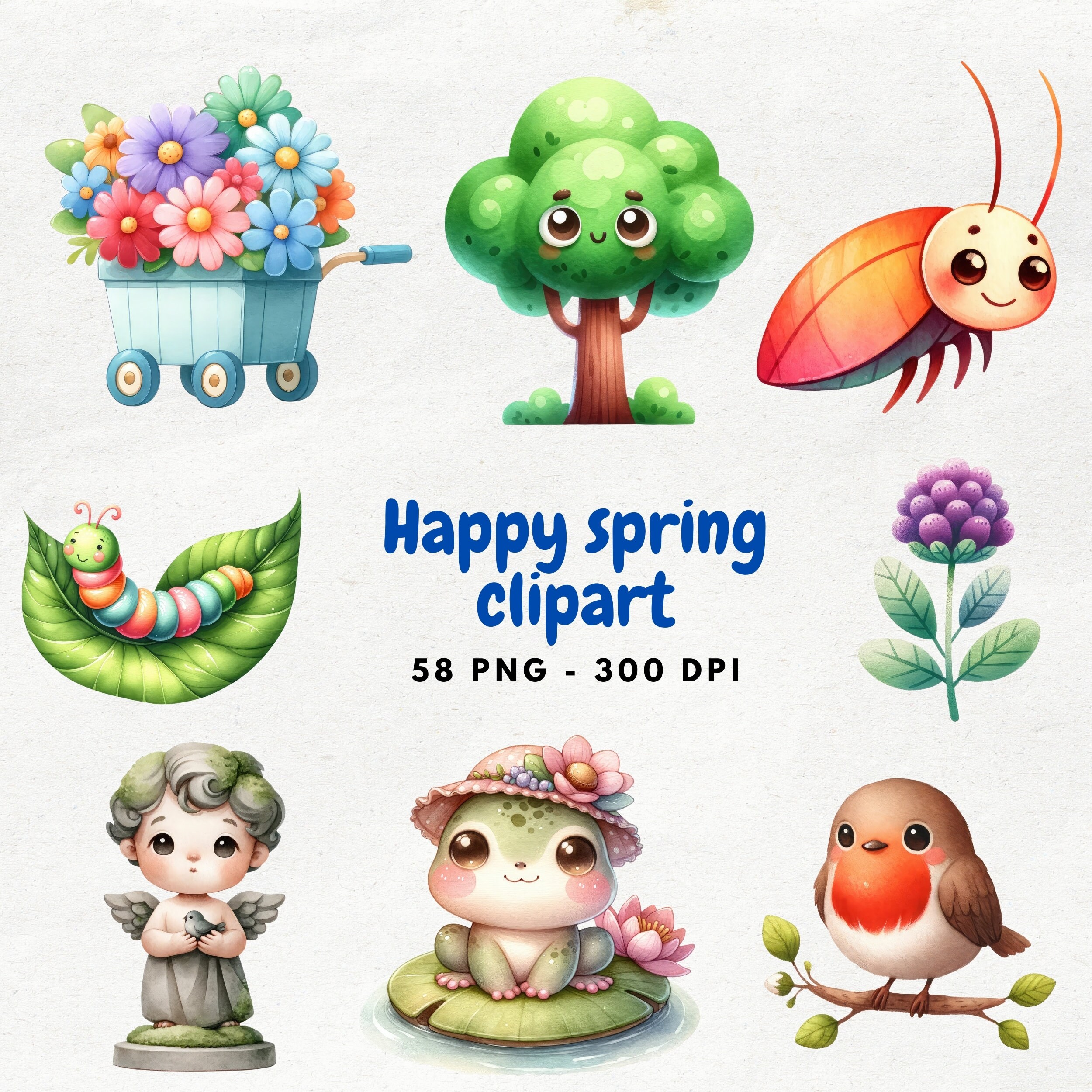 Happy Spring Clipart, Cute Animals Clipart, Seasonal Activities ...