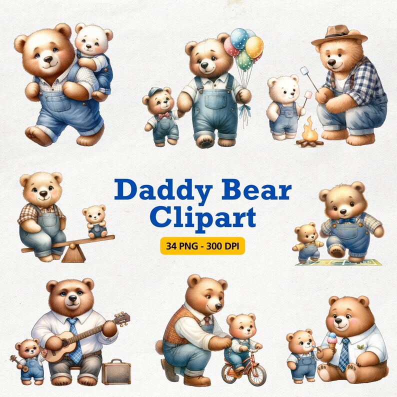 Daddy Bear Clipart, Father's Day, Best Dad Family, Happy Fathers Day ...