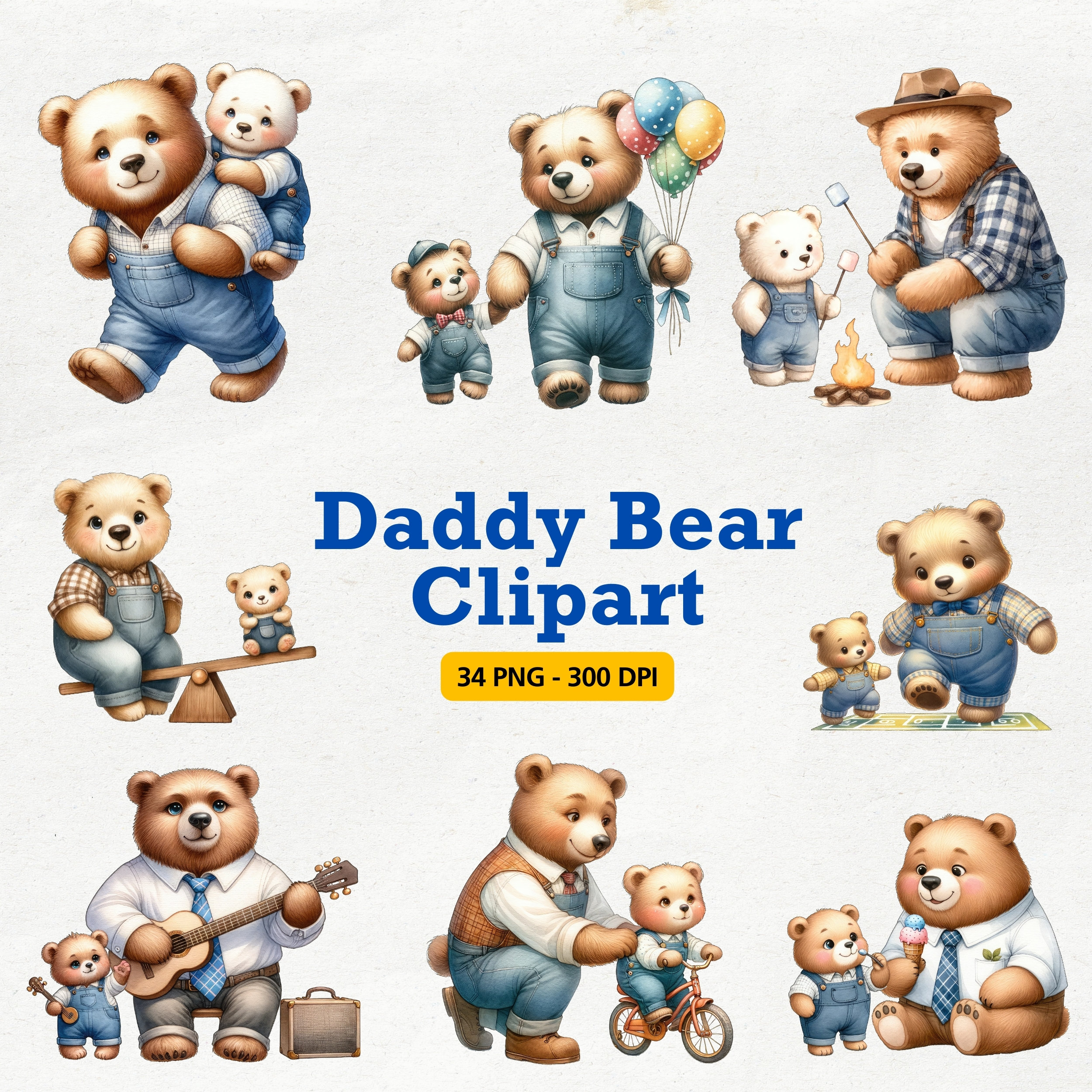 Daddy Bear Clipart, Father's Day, Best Dad Family, Happy Fathers Day ...