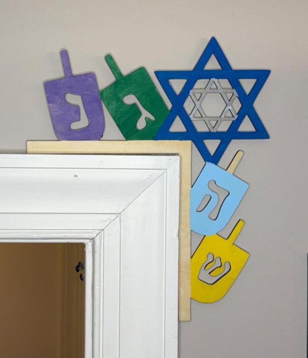 Hanukkah Dreidel Door Corner Decor – Basswood Art Multiple Colors and ...