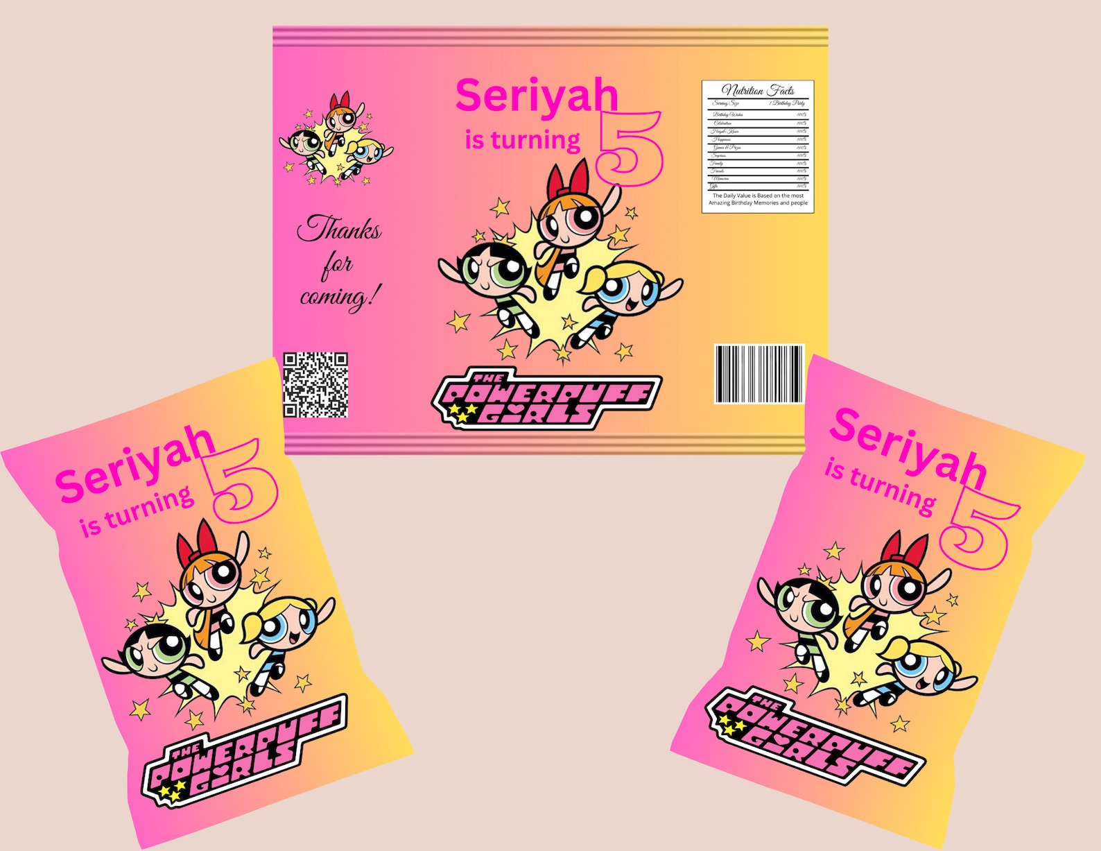 Power Puff Girls Chip Bags Template - Etsy