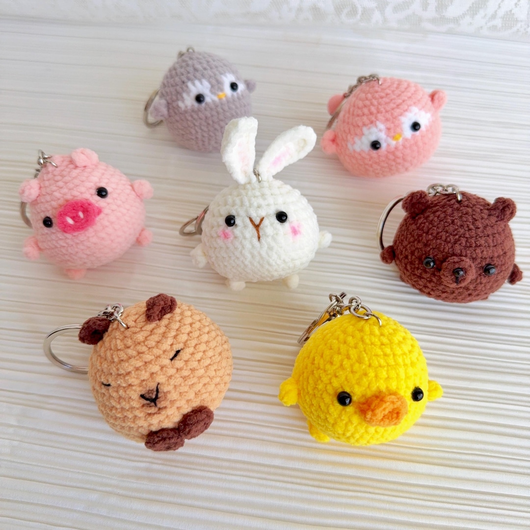 Handmade Crochet Animal Keychain: Plush Baby Shower Favors - Etsy