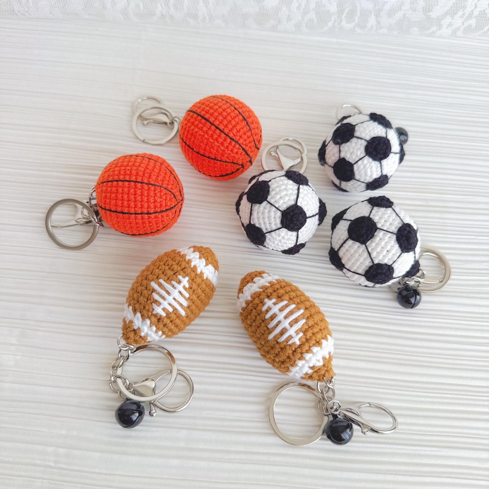 Crochet Ball Keychain, Crochet Basketball Keychain, Football Mini ...