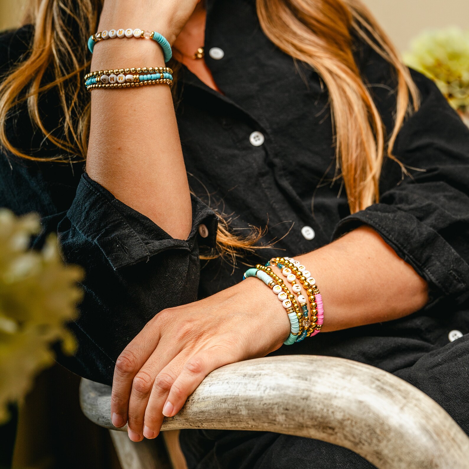 Personalized Custom Beaded Name Bracelets Custom Word Beaded Bracelets ...