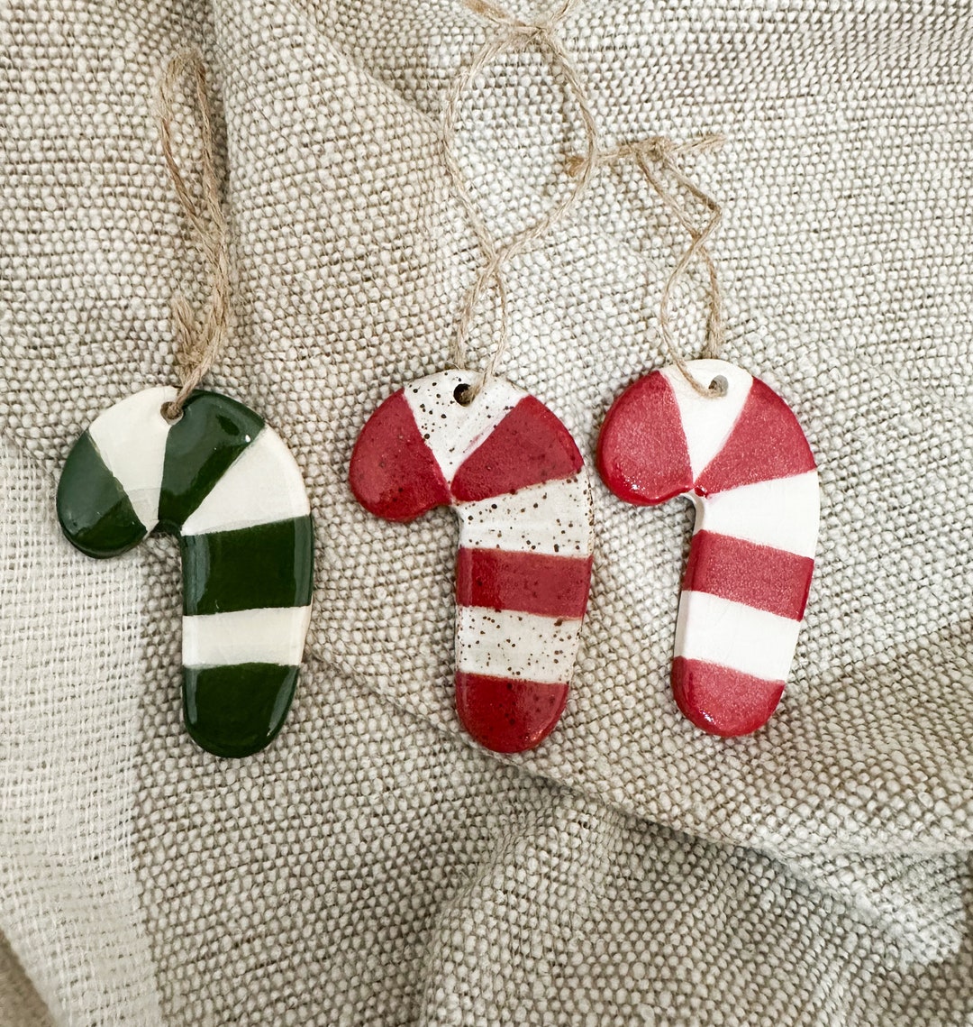 Handmade Ceramic Candy Cane Ornament - Etsy