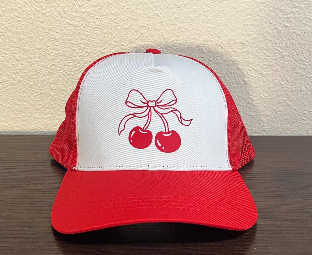 Coquette Bow Cherry Trucker Hat Bold Cherry Red Hat - Etsy
