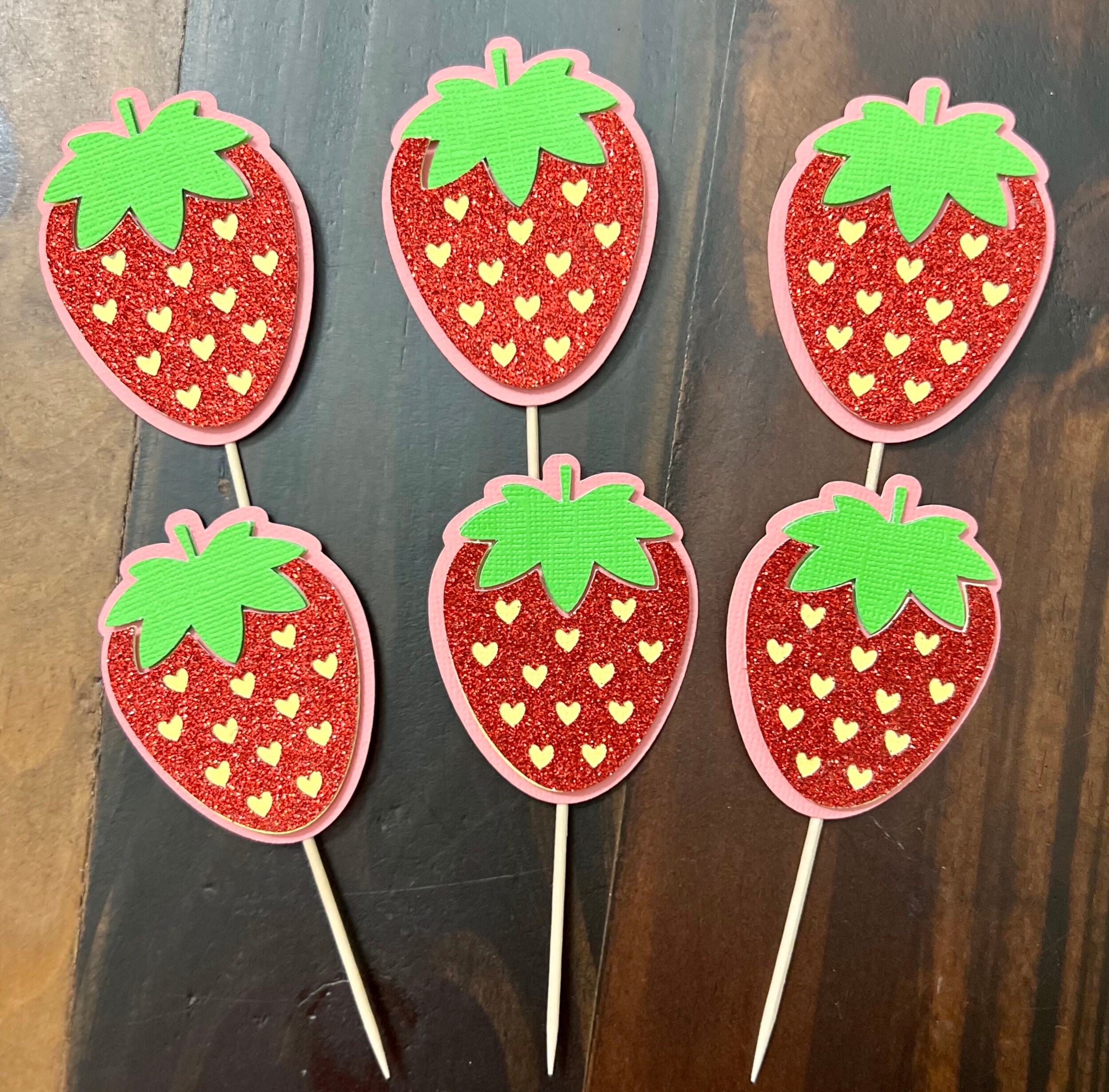 Strawberry Cupcake Toppers - Strawberry Toppers - Strawberry Birthday ...