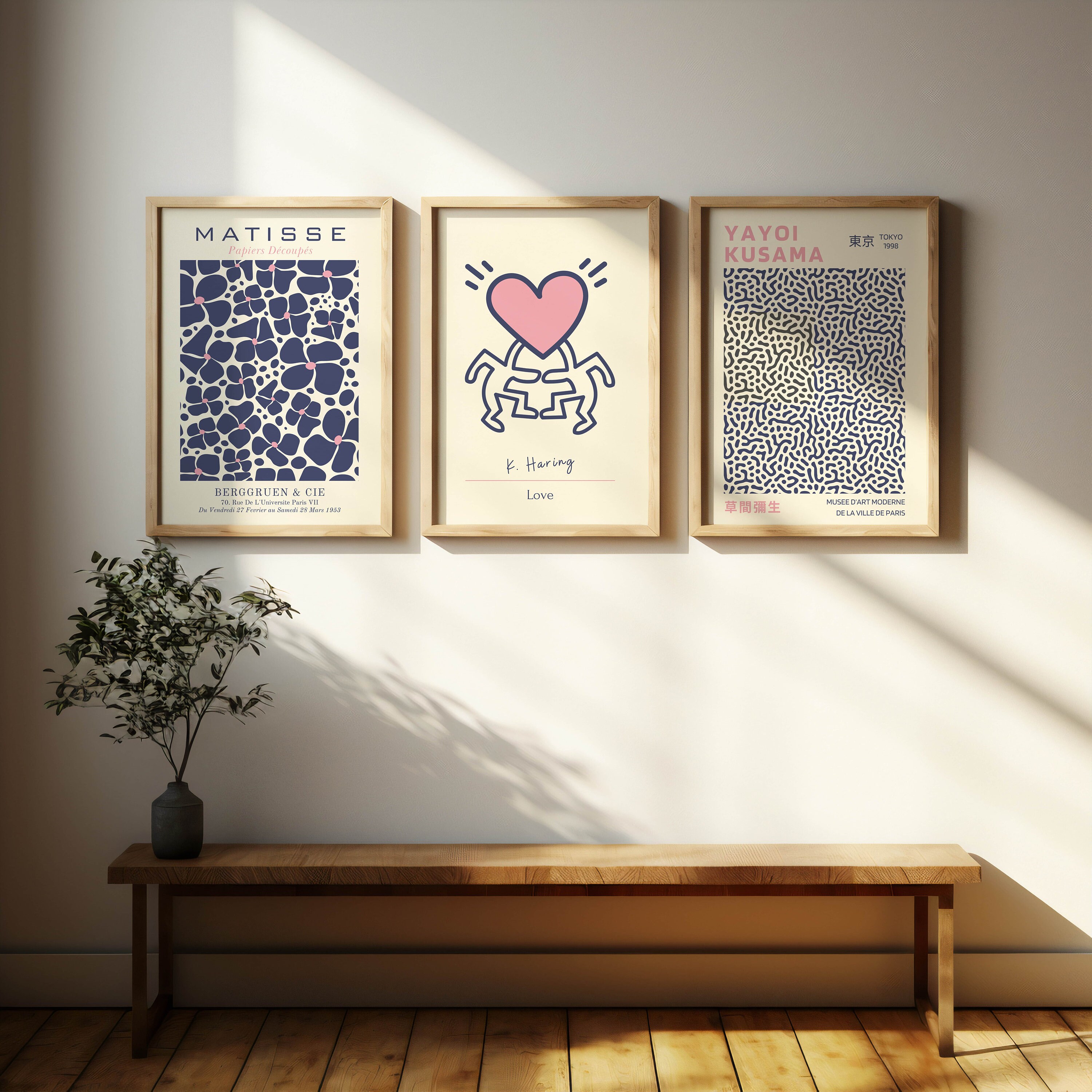 Yayoi Kusama Print Set of 3, Keith Haring Poster, Blue Matisse Wall Art ...
