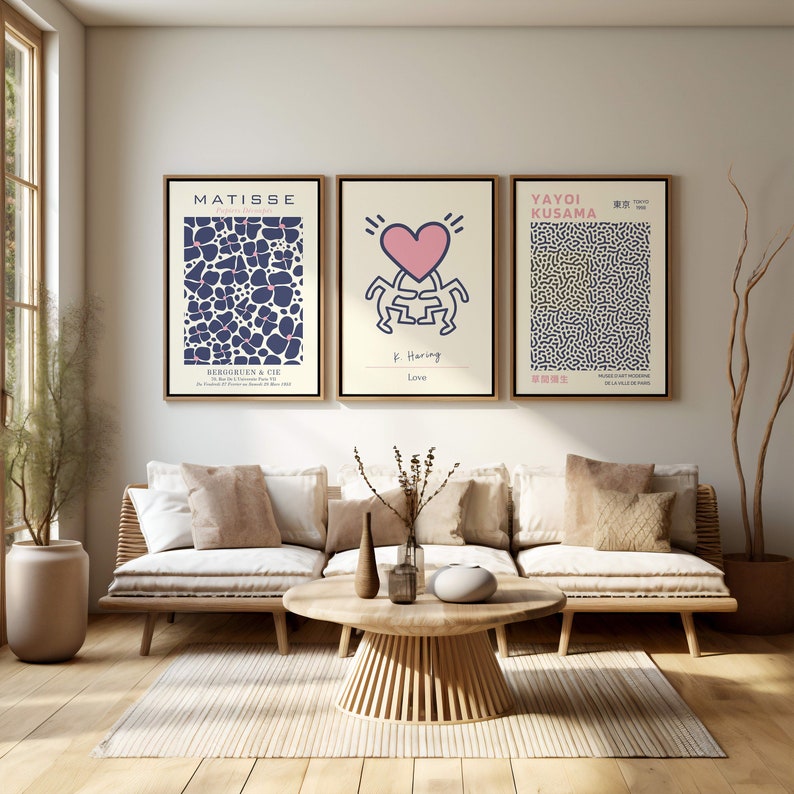 Yayoi Kusama Print Set of 3, Keith Haring Poster, Blue Matisse Wall Art ...