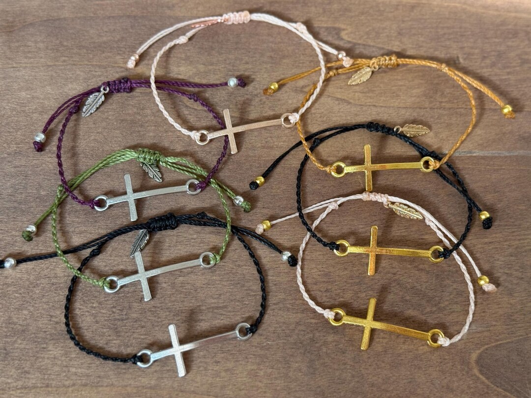 Cross Bracelet, Brazilian Waxed Cord - Etsy