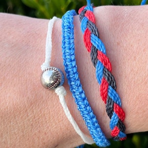 Blue Jays Baseball Bracelet Stack • Macrame Braided Cord Charm - Etsy
