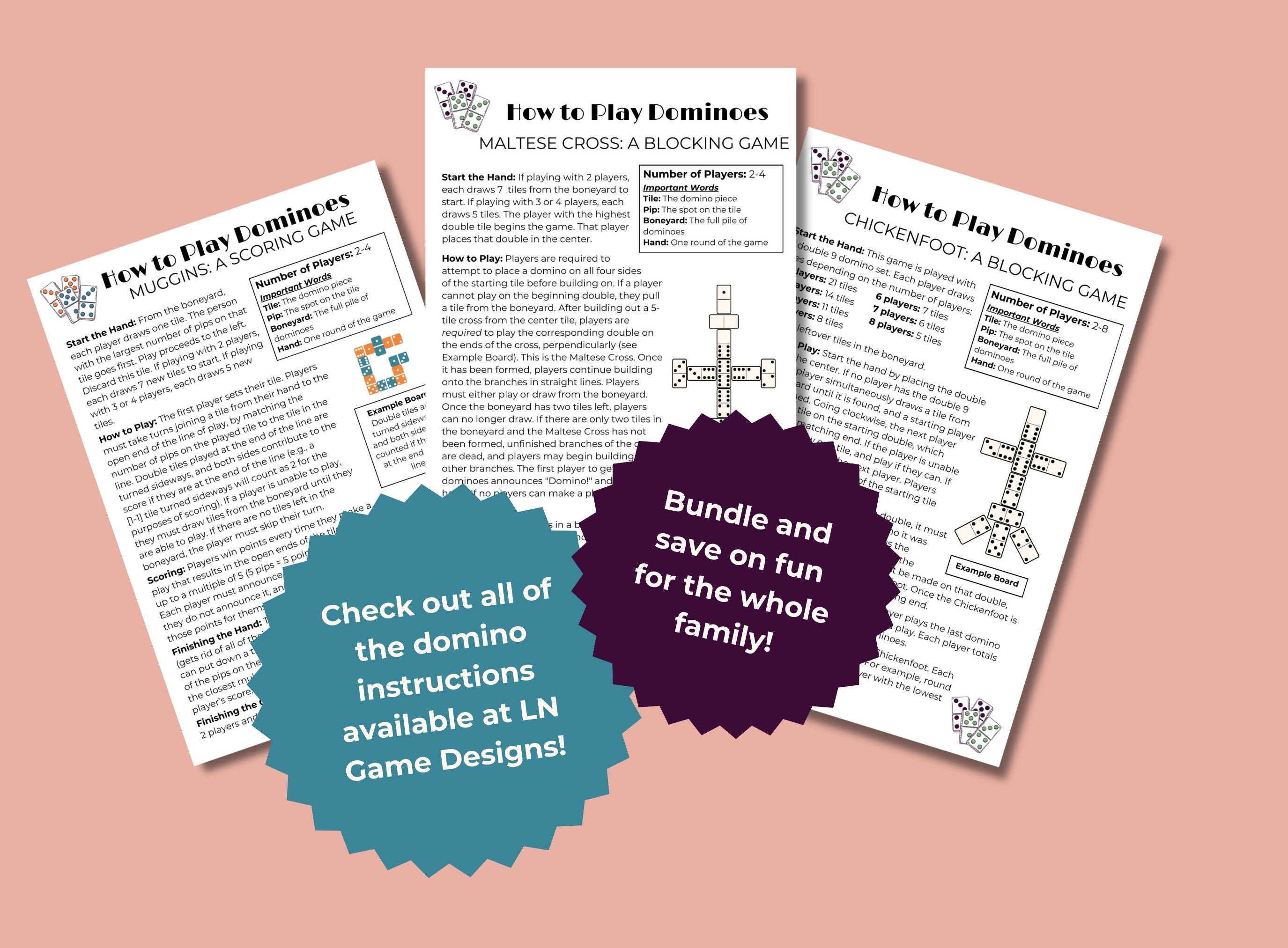 Domino Instructions Printable | Digital Download | How to Play Dominoes ...
