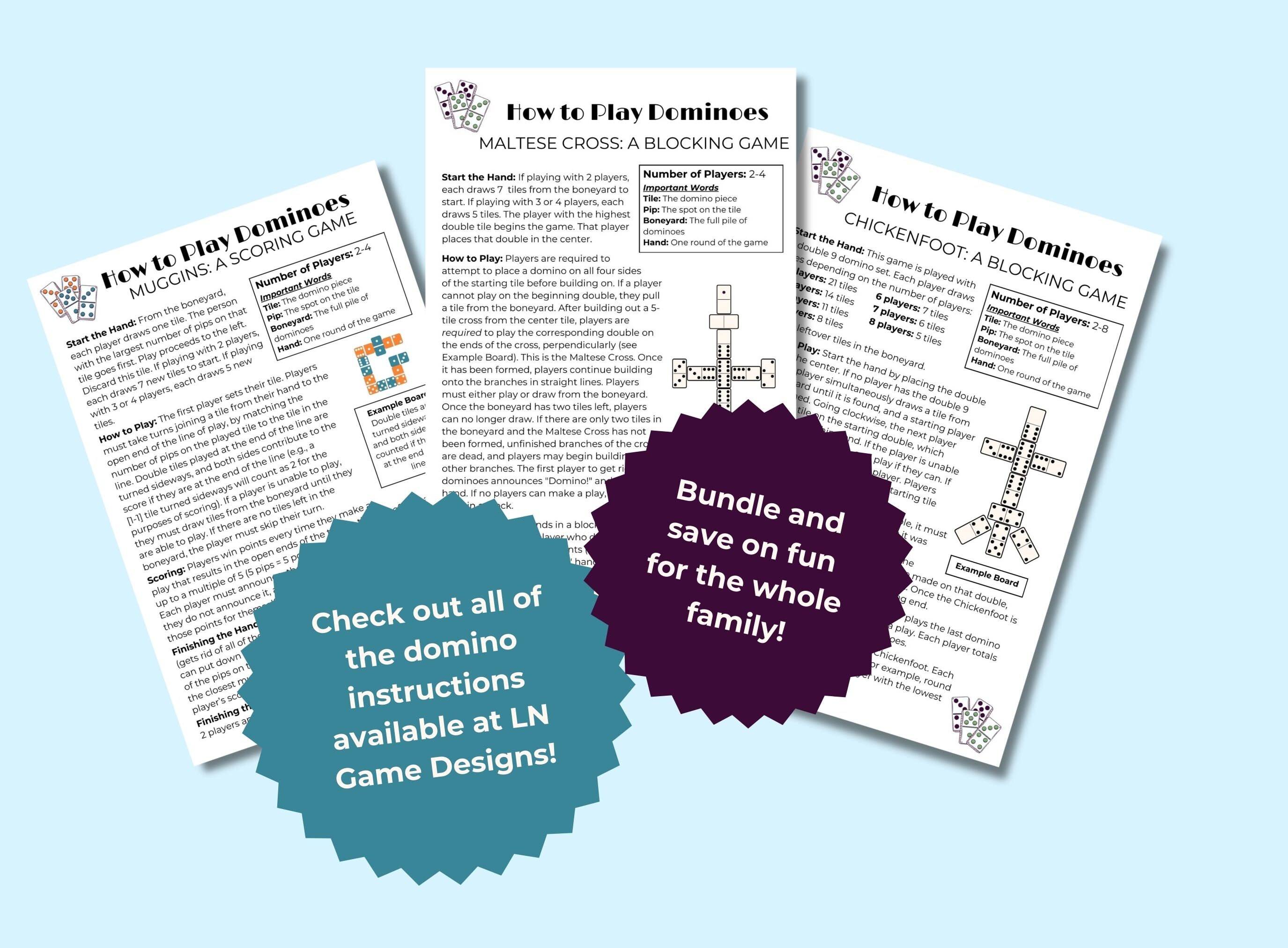 Domino Instructions Printable | Digital Download | How to Play Dominoes ...