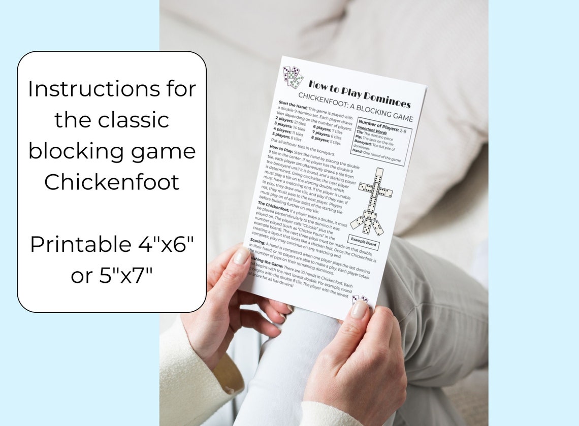 Domino Instructions Printable | Digital Download | How to Play Dominoes ...