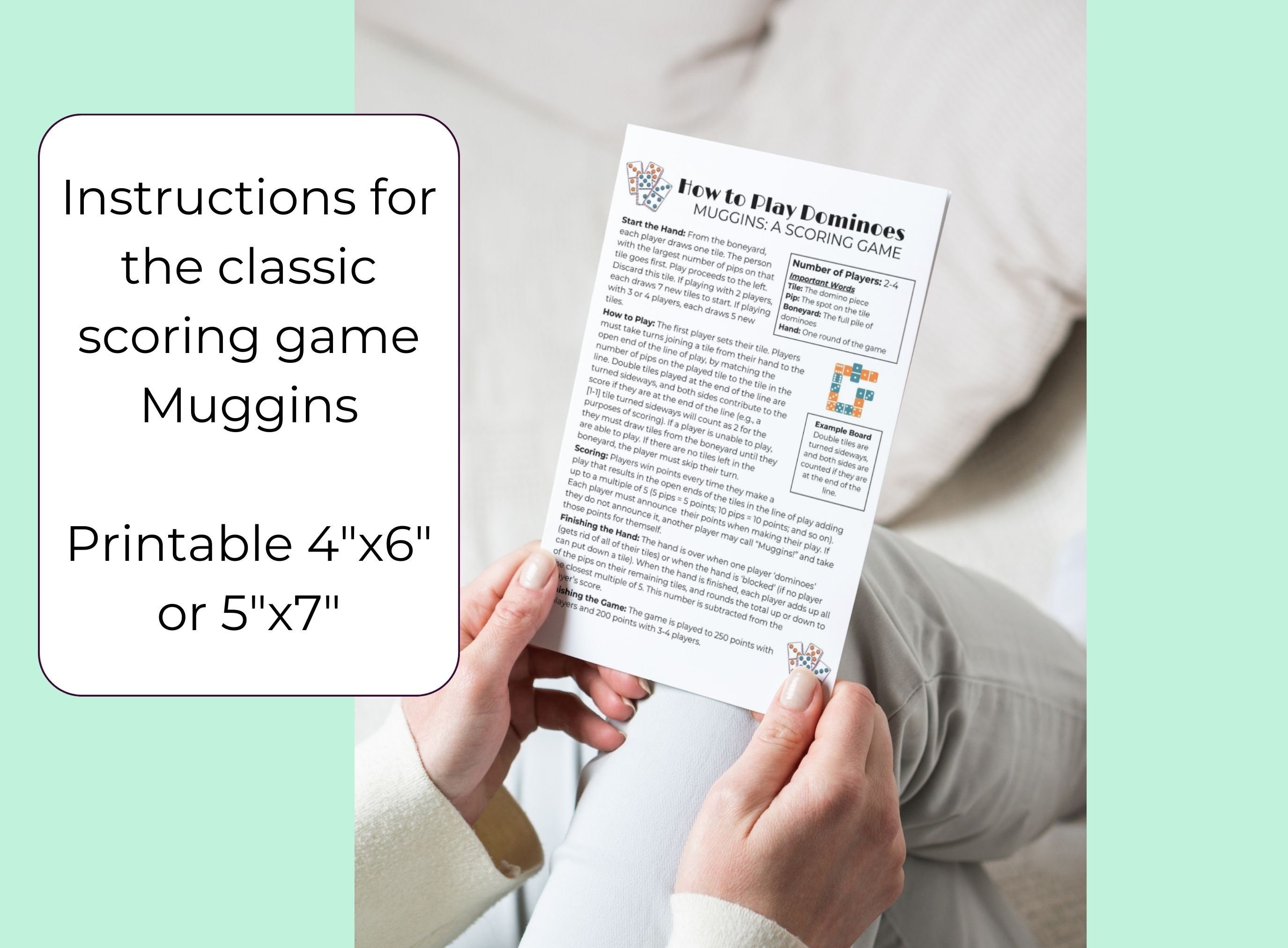 Domino Instructions Printable | Digital Download | How to Play Dominoes ...