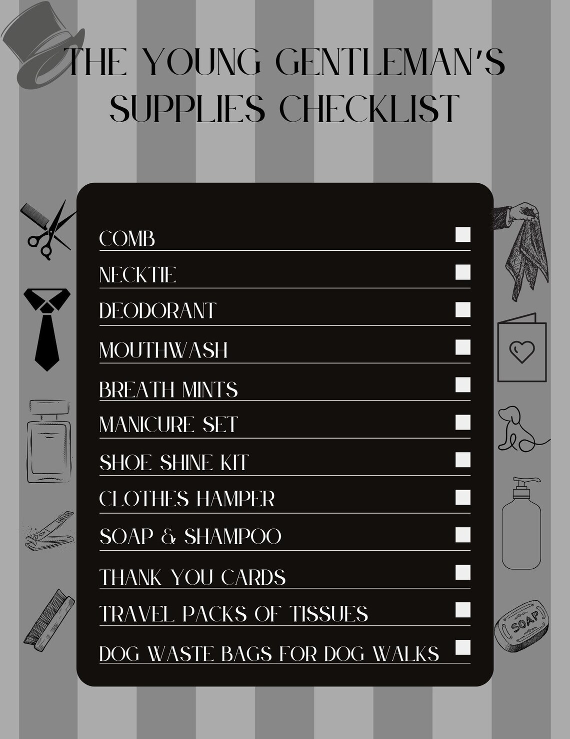 The Young Gentleman's Supplies Checklist/items Every Young Gentleman ...