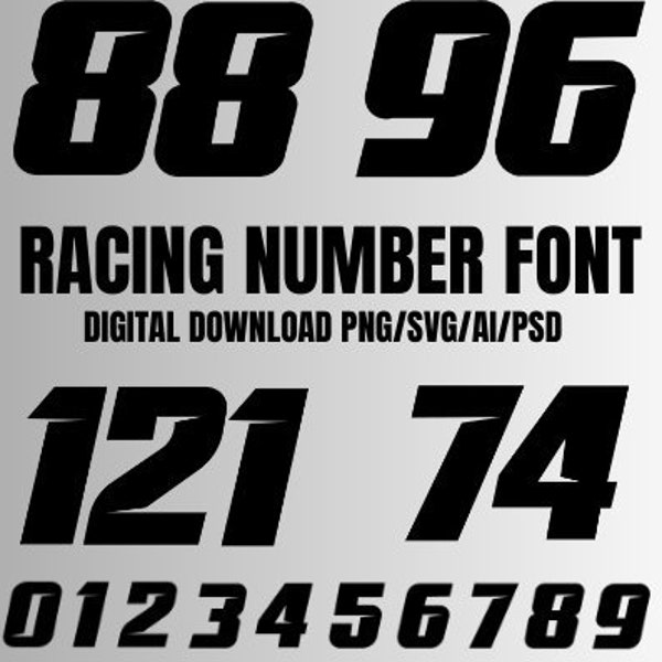 MX Dirt Track Racing Numbers SVG Font Bundle Png Ai Psd - Etsy