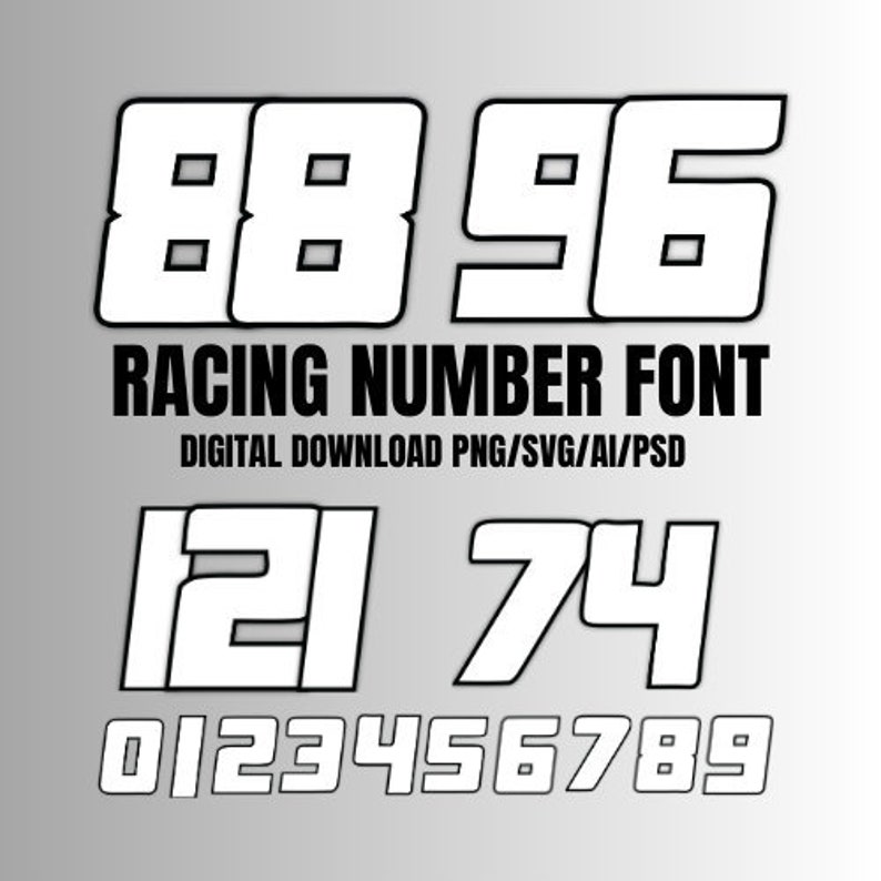 MX Dirt Track Racing Numbers SVG Font Png Ai Psd - Etsy
