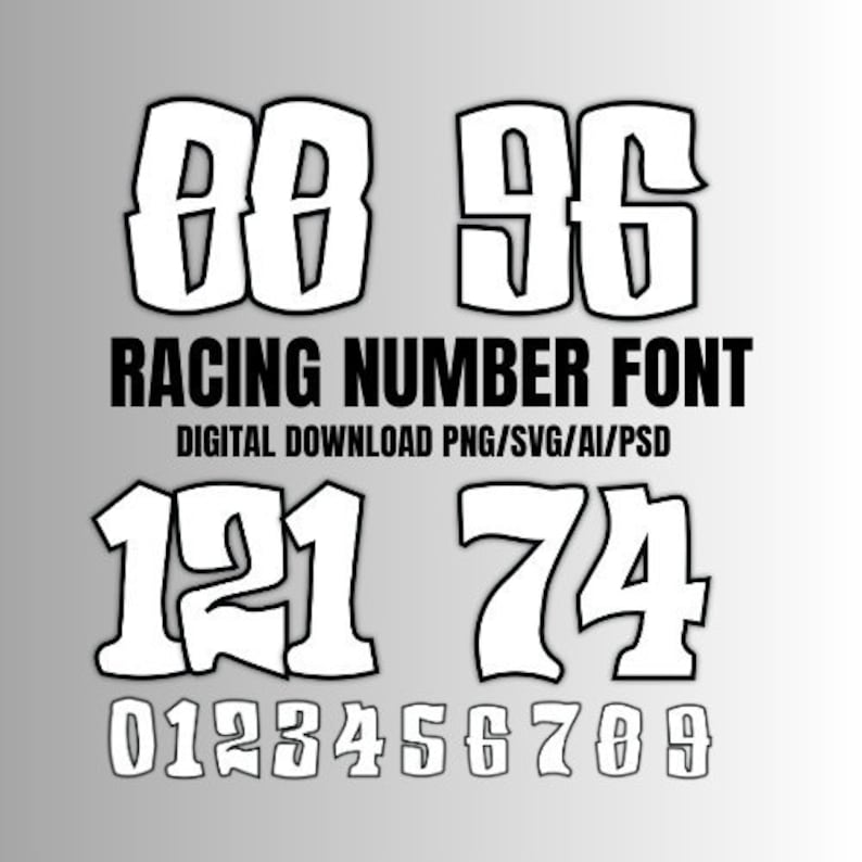MX Dirt Track Racing Numbers SVG Font Png Ai Psd - Etsy