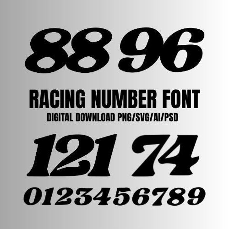 Vintage MX Dirt Track Racing Numbers SVG Font Png Ai Psd - Etsy