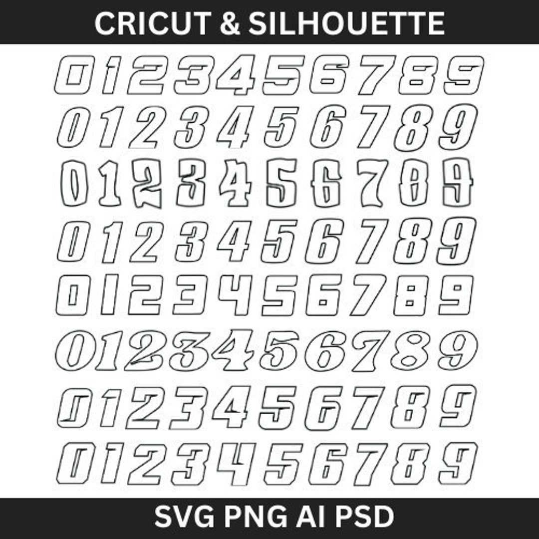 MX Dirt Track Racing Numbers SVG Font Bundle Png Ai Psd - Etsy