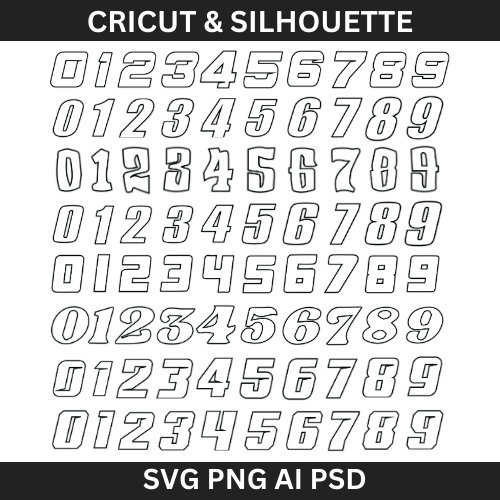 MX Dirt Track Racing Numbers SVG Font Bundle Png Ai Psd - Etsy