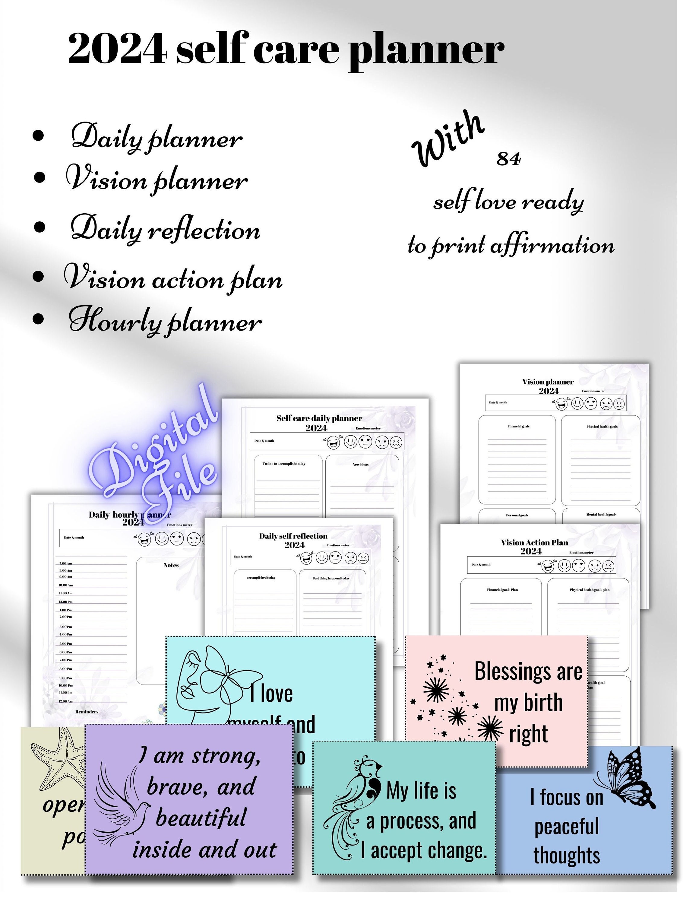 Self-care Planner Affirmation Cards Digital Download, Printable ...