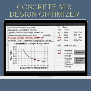 Combo: Concrete Mix Design Optimizer Ver. 1; Quality Control Charts ...