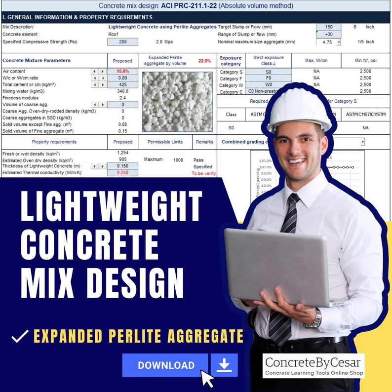 Lightweight Concrete Mix Design Package - Etsy