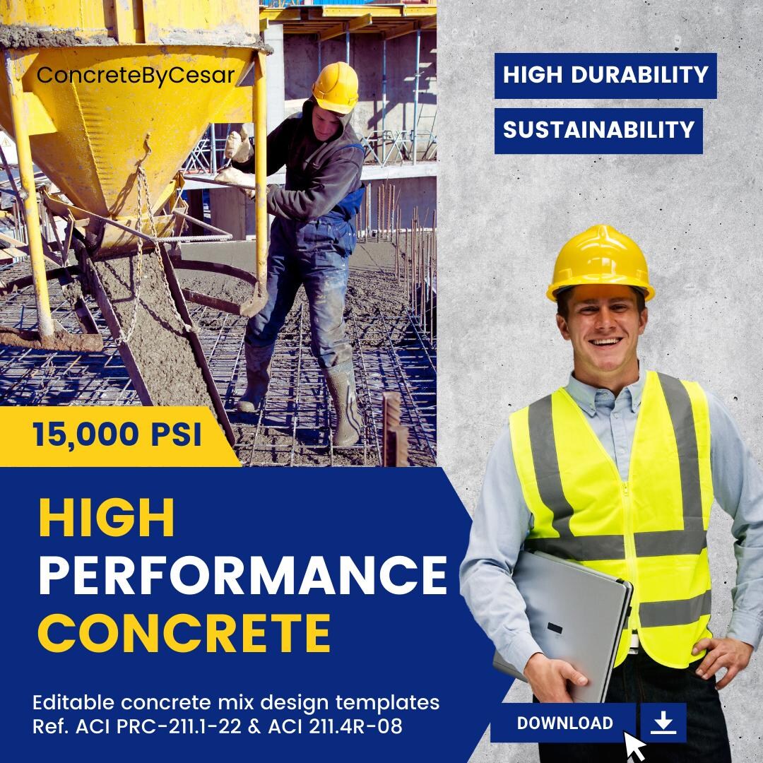 High Performance Concrete Mix Design Package: ACI PRC-211.1-22, ACI 211 ...